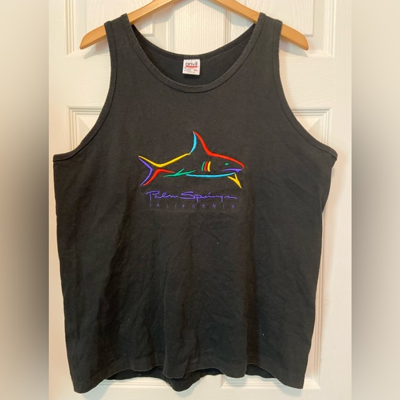 Anvil | Shirts | Vintage Palm Springs Shark Embroidered Tank Top By ...